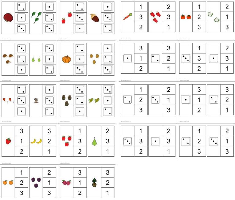 Klammerkarten - Mengen - Würfelbilder - Zahlen 1-3 • gpaed.de