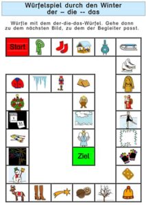 Würfelspiel rund um den Winter und die Artikel • gpaed.de