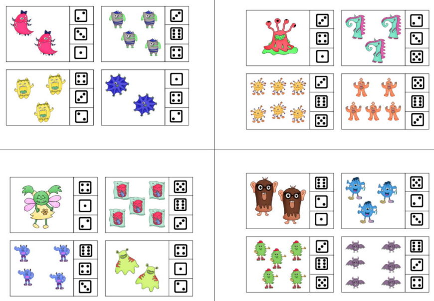 Klammerkarten - Monster - Würfelbilder • gpaed.de