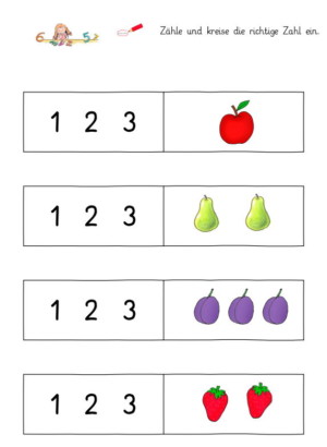 Mengen abzählen bis 3 und einkreisen • gpaed.de