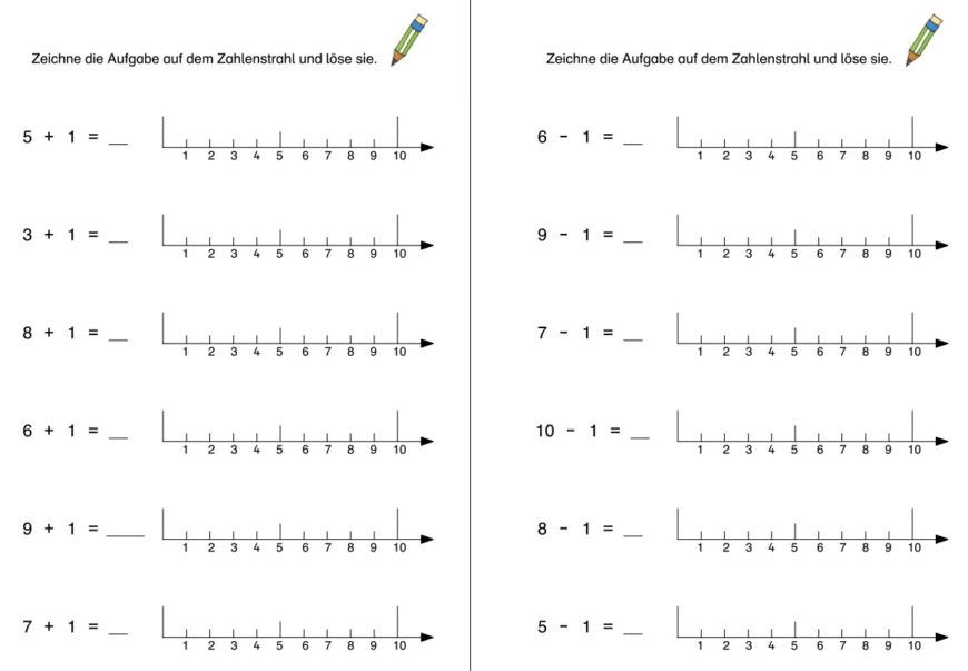 Zahlenstrahl + und - 1 im ZR 10 • gpaed.de