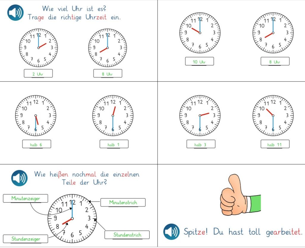 Uhrzeiten lesen - Worksheet Go! • gpaed.de