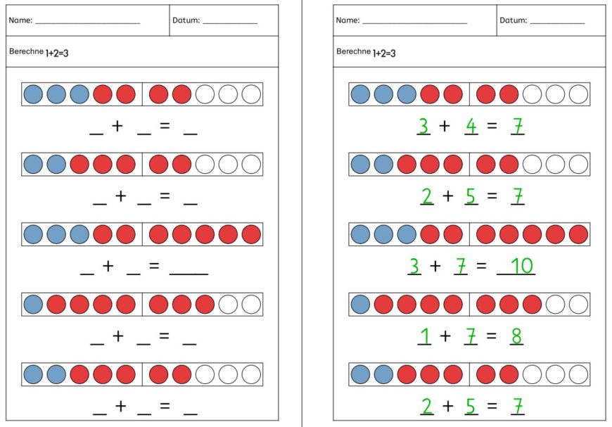 Addition ZR 10 Rechenschiffchen • gpaed.de