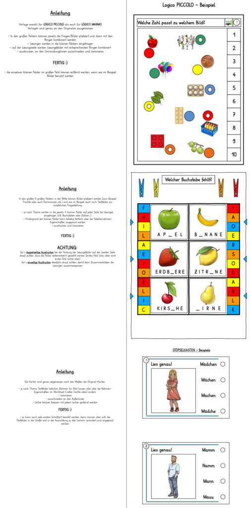 Logico -, Klammerkarten- und Stöpselkarten-Vorlagen • gpaed.de