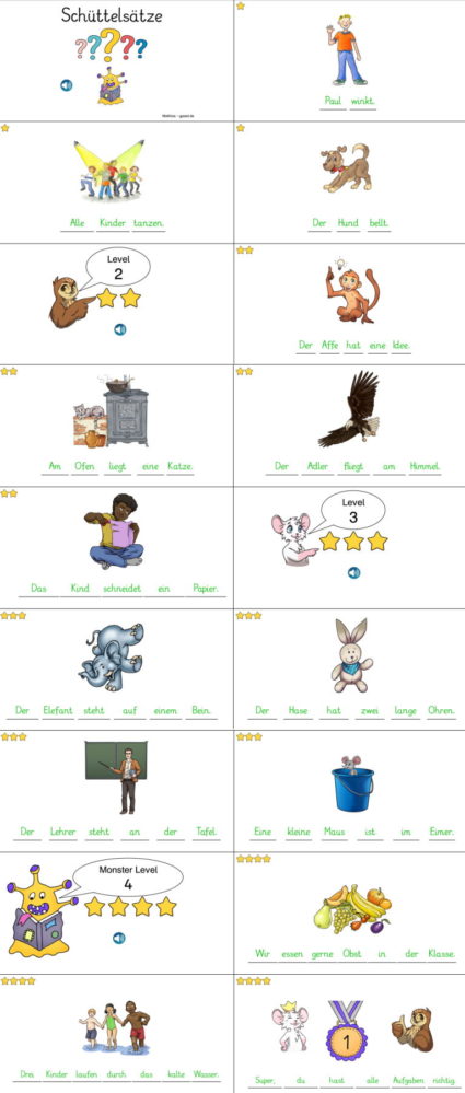 Schüttelsätze - Worksheet Go! • gpaed.de