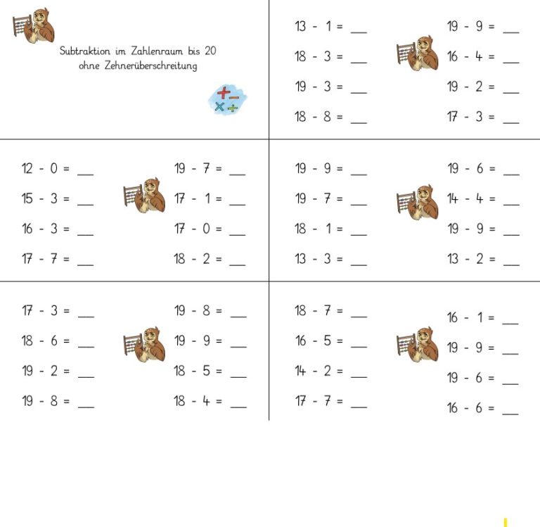 Subtraktion ohne Zehnerüberschreitung - Worksheet Go! • gpaed.de